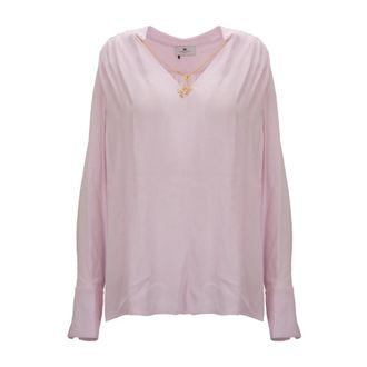 Elisabetta Franchi V-Ausschnitt Bluse mit Halskette - - Blouses & Shirts - Damen - Rosa - XL