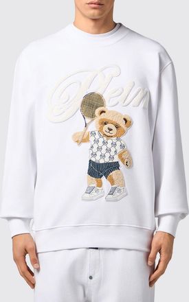 Philipp Plein Sweat-shirt en coton &agrave; col rond avec imprim&eacute; et broderie Teddy Bear