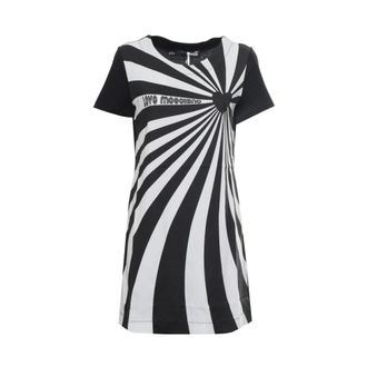 Moschino Femme, Robes, Blanc, Taille: 42 FR Robe en coton avec logo apparent