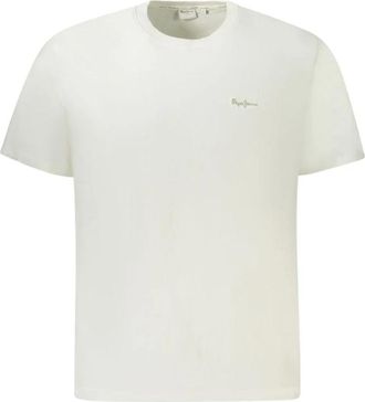 Pepe Jeans London Besticktes Logo Wei&szlig;es Baumwoll-T-Shirt - - Tops - Herren - Wei&szlig; - XL