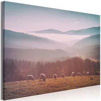 OEM Dipinto - Pecore Contro Un Paesaggio Montano (1 Parte) - Animali In Natura
