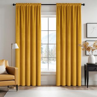 Miulee 2 St&uuml;cke Samtvorh&auml;nge Blickdicht Verdunklungsvorhang Stangedurchzug Vorhang Gardinen Samtige Verdunkelungsgardinen Schiebevorh&auml;nge f&uuml;r Schlafzimmer Wo