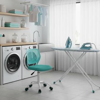 Furniture R Bügelhocker ergonomisch, höhenverstellbar, ohne Armlehnen, Netzrückenlehne, Sitzfläche 38x40cm, Rückenlehne 32cm, 130kg belastbar, Metallfuß mit Rolle