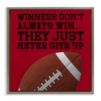 Stupell Industries Marcus Prime Leinwandbild, Motiv Winners Never Give Up, gerahmt, 45,7 x 45,7 cm, Grau