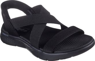 Skechers Sandale SKECHERS GO WALK FLEX SANDAL-GLIMMER UP, Damen, Gr. 37, schwarz unifarben, Textil, Glitzer, Schuhe Sandale, Sommerschuh, Schlupfschuh mit Goga