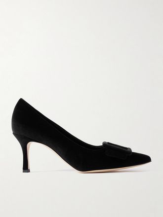 Manolo Blahnik Maysale 70 Pumps Aus Veloursleder Mit Schnalle - Schwarz