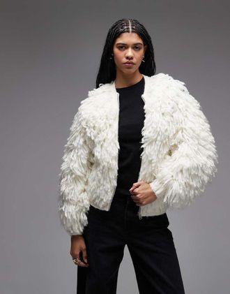 AllSaints Elias - Strickjacke in Cremewei&szlig;