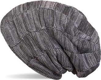 styleBREAKER Bonnet tricoté Checked Beanie en Laine Fine Chaude avec Un Motif tressé et Une Doublure intérieure Polaire très Douce, Unisexe 04024090, Couleur:Gris