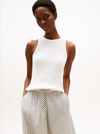 Tommy Hilfiger Pull sans manches ajusté en maille torsadée