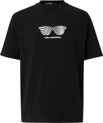 Karl Lagerfeld Homme, Tops, Noir, Taille: 2XL T-shirt avec imprim&eacute; design contrast&eacute;