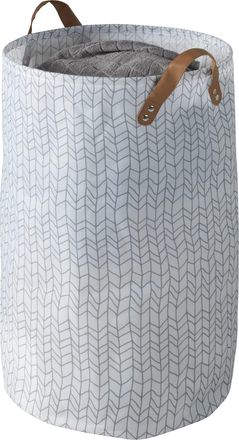 WENKO Wäschesammler Geo, geräumiger Wäschekorb aus hochwertigem Polyester, platzsparend zusammenfaltbar, mit 2 Kunstledergriffen, 75 Liter Fassungsvermögen,