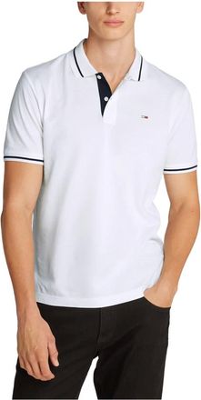 Tommy Jeans Homme, Tops, Blanc, Taille: S Polo D&eacute;contract&eacute; avec D&eacute;tails Contrastants