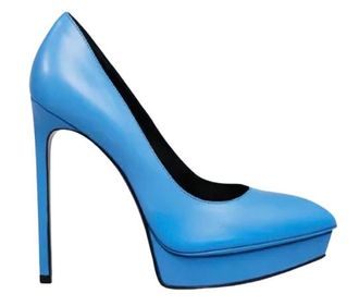 Saint Laurent Blue Leather Platform Heels Size 38