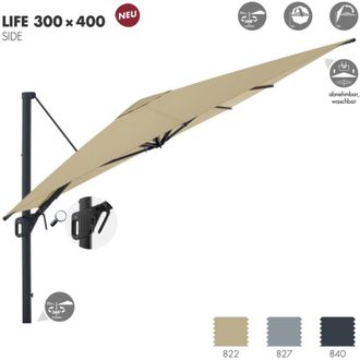 Doppler LIFE Side 300 x 400 cm Pendelschirm Sonnenschirm Ampelschirm in 3 Farben