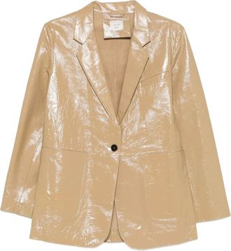 Alysi Einreihiges Sakko aus Leder - Nude