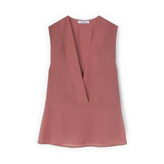 Motivi Top d&eacute;collet&eacute; en V en georgette - Femme - Tops - Rose - Taille: 34 FR