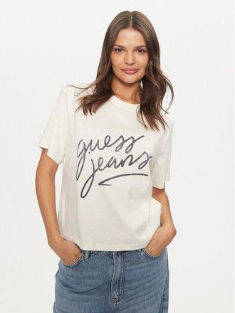 Guess T-Shirt W4BI54 K8HM0 &Eacute;cru Boxy Fit