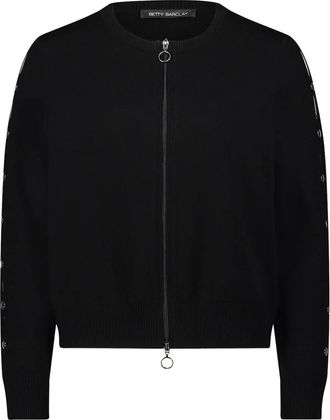 Betty Barclay Strickjacke mit Rei&szlig;verschluss - - Knitwear - Damen - Schwarzk - 3XL
