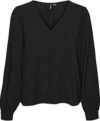 Vero Moda VMVANA LS V-Neck Top WVN Blouse, Noir, L Femme