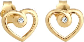 DIAMORE Elli DIAMONDS Ohrringe Damen Ohrstecker Herz Liebe mit Diamant (0.03 ct.) in 585 Gelbgold