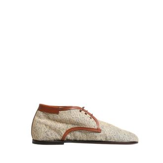 Dolce & Gabbana Homme, Chaussures, Beige, Taille: 44 EU Chaussures Derby en Cuir &agrave; Lacets Denim Navajo