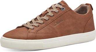 s.Oliver Herren Sneaker flach Low Top Vegan, Braun (Cognac), 43 EU