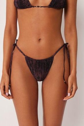 Calzedonia Brazilian-bikinihose Mit Schmalen B&auml;ndchen Dark Animalier Braun
