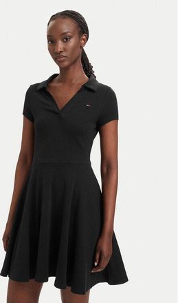Tommy Jeans Kleid f&uuml;r den Alltag DW0DW22845 Schwarz Slim Fit