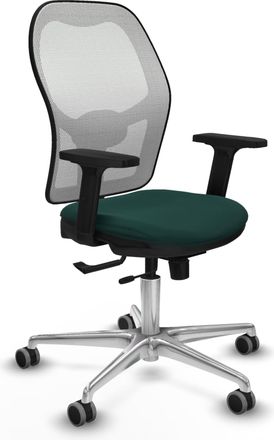 Piqueras y Crespo Schreibtischstuhl mit 2D-Armen, h&ouml;henverstellbare Lendenwirbelst&uuml;tze, aus Silikon, ausgestattet mit Syncro/Traslack und Schaumstoff, Wei&szlig; / Flaschengr