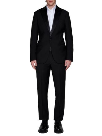 Giorgio Armani Mens Tuxedo Suit Icon Soho Black Wool Virgin Suits