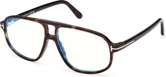 Tom Ford unisex, Accessoires, Brun, Taille: 57 MM Blue Block Navigator Opticals