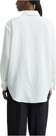 Comma Langarmbluse wei&szlig;,Casual,Modal,Nadelstreifen,Hemdblusenkragen,Langarm,Relaxed Fit