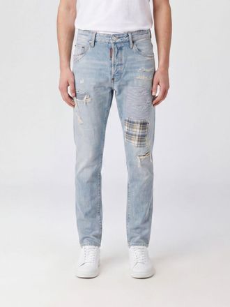 Dsquared2 Jean skinny Teddy slim fit en denim de coton effet us&eacute; avec patchs