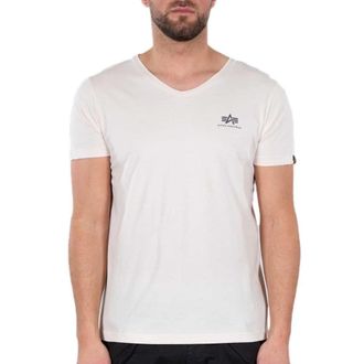 Alpha Industries Alpha Industries Basic V-Neck T Small Logo T-Shirt f&uuml;r Herren Jet Stream White