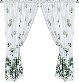 Charlotte Thomas Fern Printed Polycotton Pencil Pleat Lined Curtains, Green, 66 x 72 Inch