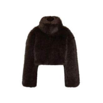 Rotate Kurze Kunstpelzjacke - - Jackets - Damen - Braun - S/M