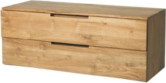 Vente-Unique Meuble sous vasque suspendu en teck clair - 2 tiroirs - 115 cm - BIMBING