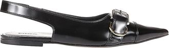 Givenchy Glossy Leather Flat Slingbacks With A Sharp Pointe - Gr. 38 (EU) - in Schwarz