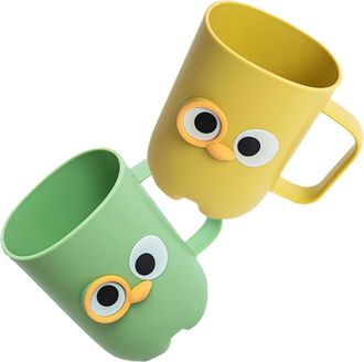 Valiclud 2 Stück Teiliges Zahnbürstenbecher Kunststoff Bunte Badezimmerbecher mit Niedlichem Cartoon Design Multifunktionale Zahnbürstenhalter und Zahnputzbech