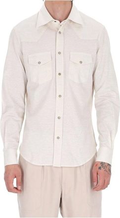 Eleventy Homme, Chemises, Beige, Taille: L Chemise Texas en coton et lin