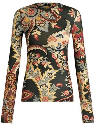 Etro Jerseyoberteil mit Paisley-Print - Grün