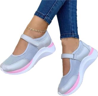 Onsoyours Damen Schuhe Mesh Plateau Freizeitschuhe Walkingschuhe Sommer Turnschuhe Runde Zehen Schuhe Sneaker Outdoor Beiläufige Atmungsaktive Sandalen A Rosa 3