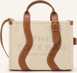 Marc Jacobs Shopper The Medum Canvas Tote Wavy Stripes Leather beige