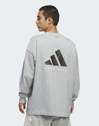 adidas Adidas Basketball - Unisex - Lang&auml;rmliges Shirt in meliertem Mittelgrau