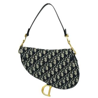 Dior Pre-owned Sacoche Oblique Canvas Leather Shoulder Bag - Femme - Pre-owned - Bleu - Taille: ONE Size
