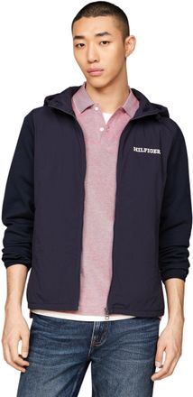 Tommy Hilfiger Herren Sweatshirt mit Rei&szlig;verschluss Mix Zip Thru mit Kapuze, Blau (Desert Sky), S