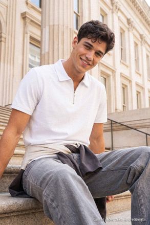 Trendyol MAN Herren Wei&szlig; Einfarbig Kurz Regular Fit Poloshirts