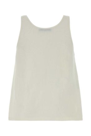 Prada Embroidered Linen Tank Top - White