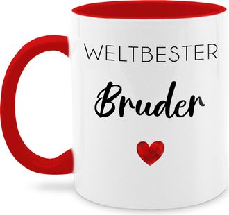 Shirtracer Tasse Tassen 325ml - Weltbester Bruder Geschenk | Geschenkidee f&uuml;r den besten Bruder der Welt | Geschenke f&uuml;r Br&uuml;der - 325 ml - Rot - herz geburtstags