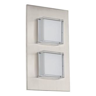 Eglo LED Außen-Wandlampe Pias, 2 flammige Außenleuchte, Wandleuchte aus Edelstahl, Farbe: Silber, IP44